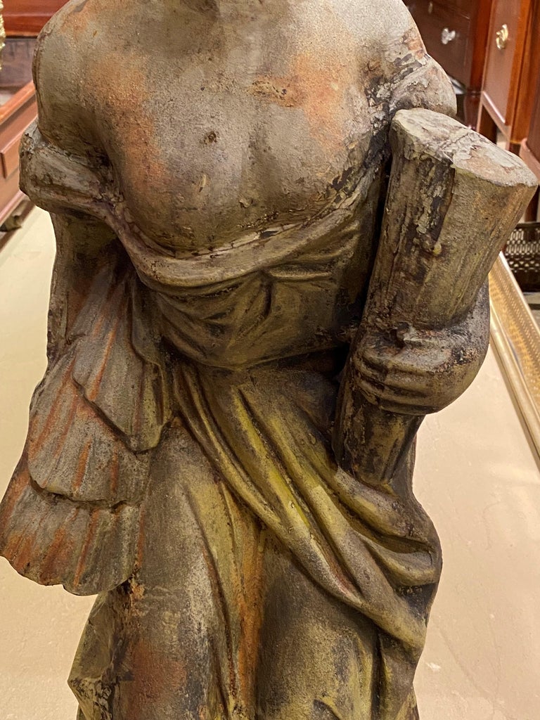 Cast Iron Garden Figural Statue of Lady Liberty For Sale at 1stDibs