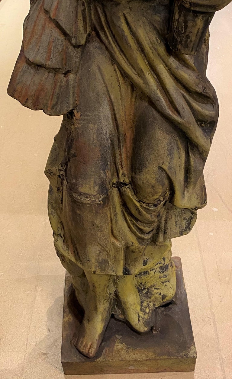 Cast Iron Garden Figural Statue of Lady Liberty For Sale at 1stDibs