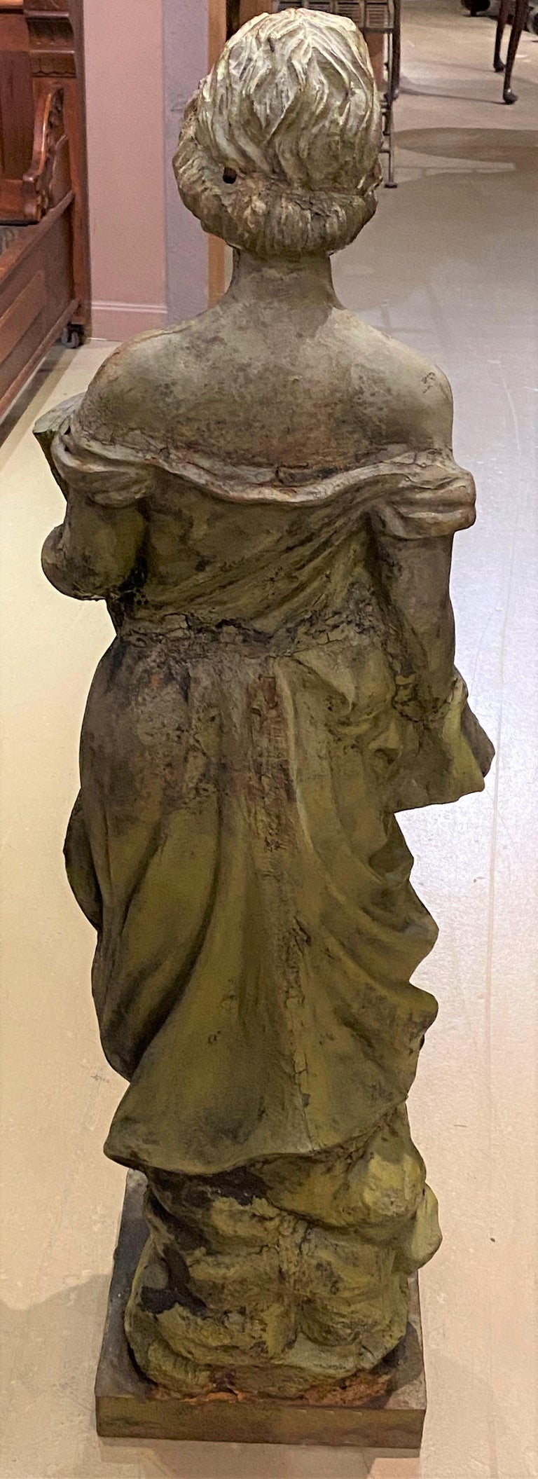 Cast Iron Garden Figural Statue of Lady Liberty For Sale at 1stDibs