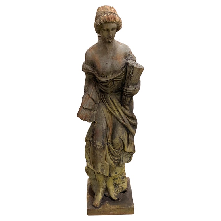 Cast Iron Garden Figural Statue of Lady Liberty For Sale at 1stDibs