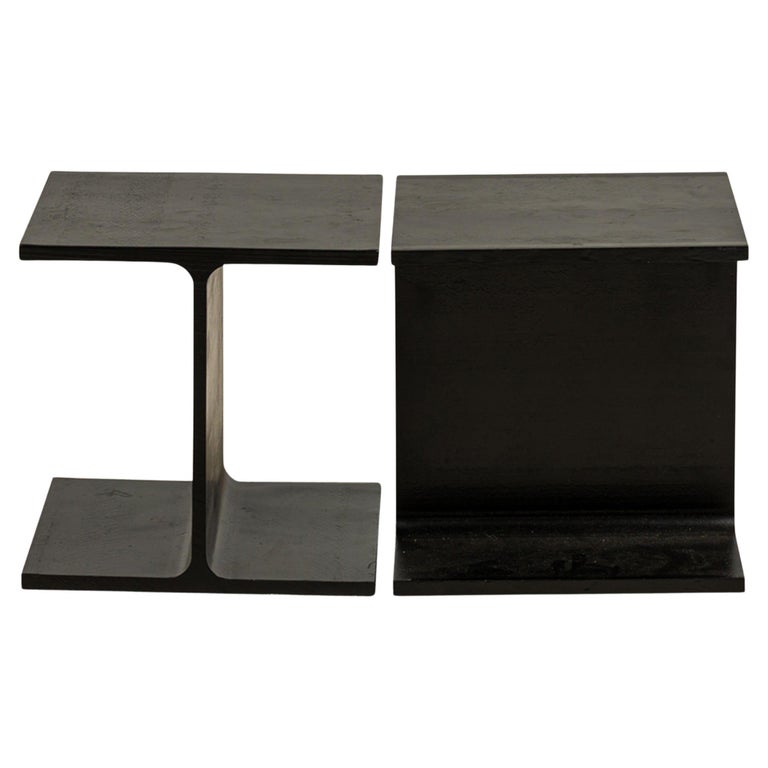 Cast Iron 'I-Beam' End / Side Tables (manner of Ward Bennett) For Sale ...
