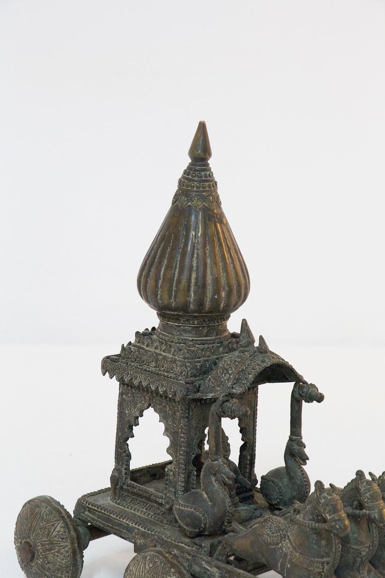 Cast Iron Indian Game with Rider and Horses For Sale at 1stDibs