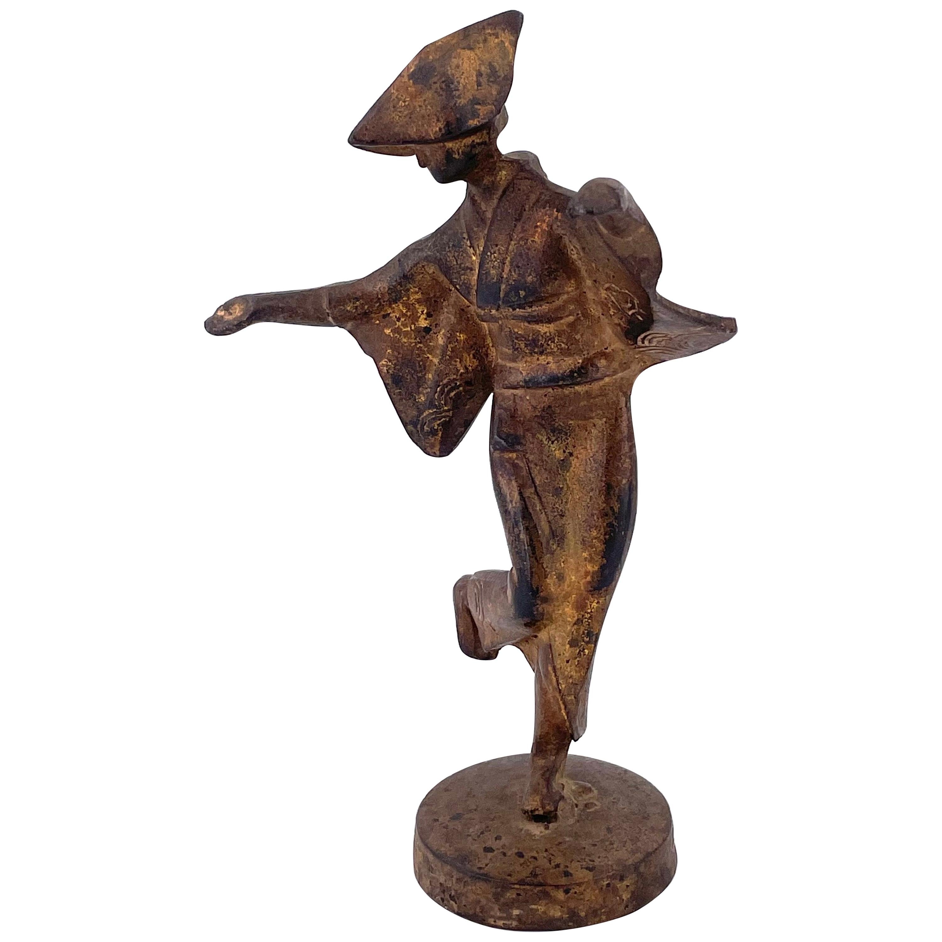 Cast Iron Midcentury Japanese Geisha Figurine at 1stDibs