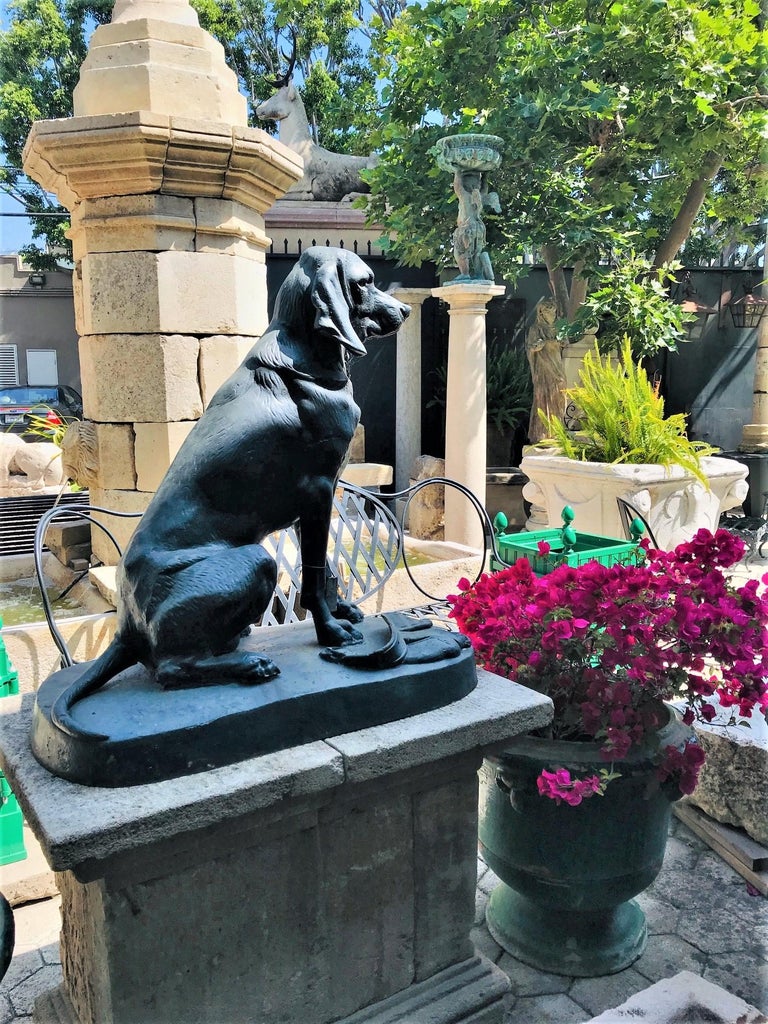 Cast Iron Model of a Hunting Dog Hound Garden Statue Antiques LA CA ...