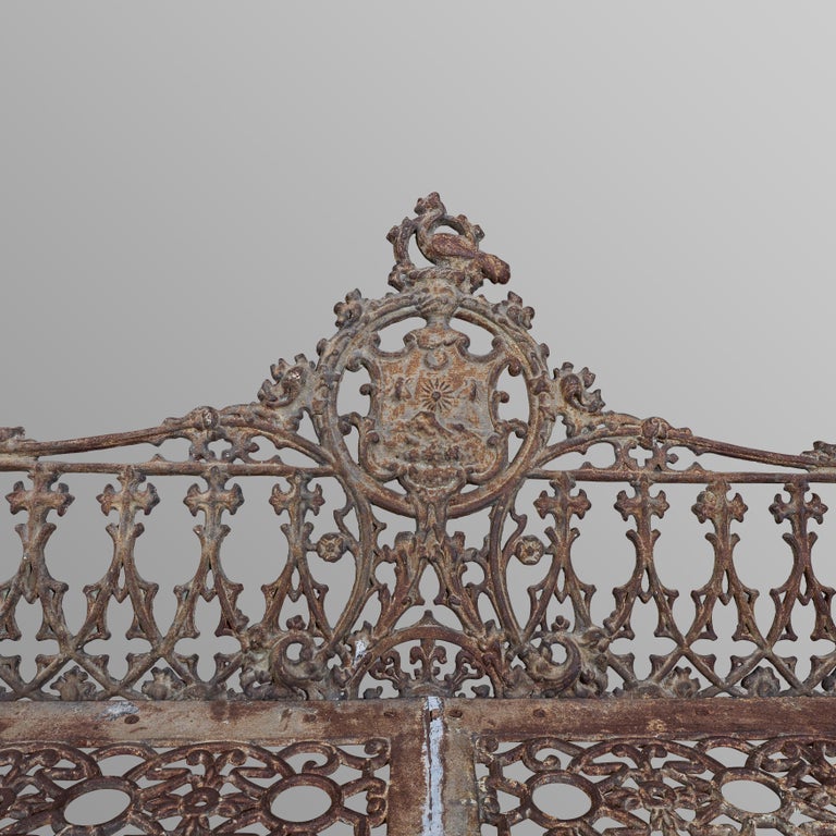 Cast Iron Park Bench with Royal Crest For Sale at 1stDibs
