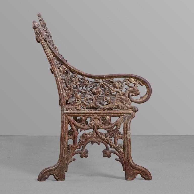 Cast Iron Park Bench with Royal Crest For Sale at 1stDibs