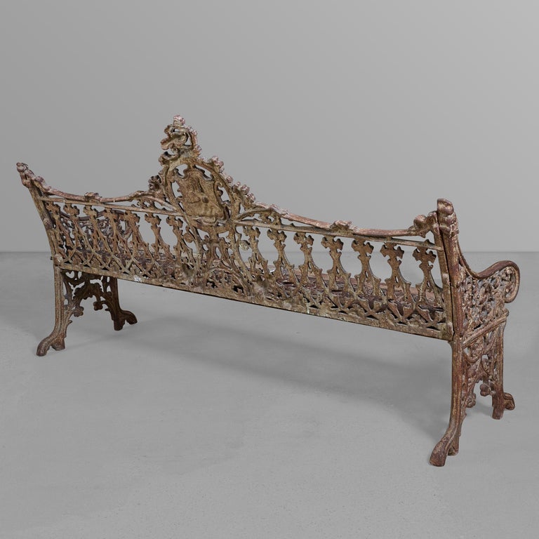 Cast Iron Park Bench with Royal Crest For Sale at 1stDibs