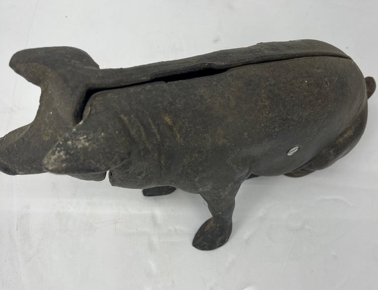 Cast Iron Pig Desk Accessory or Decorative Folk Art Statue at 1stDibs