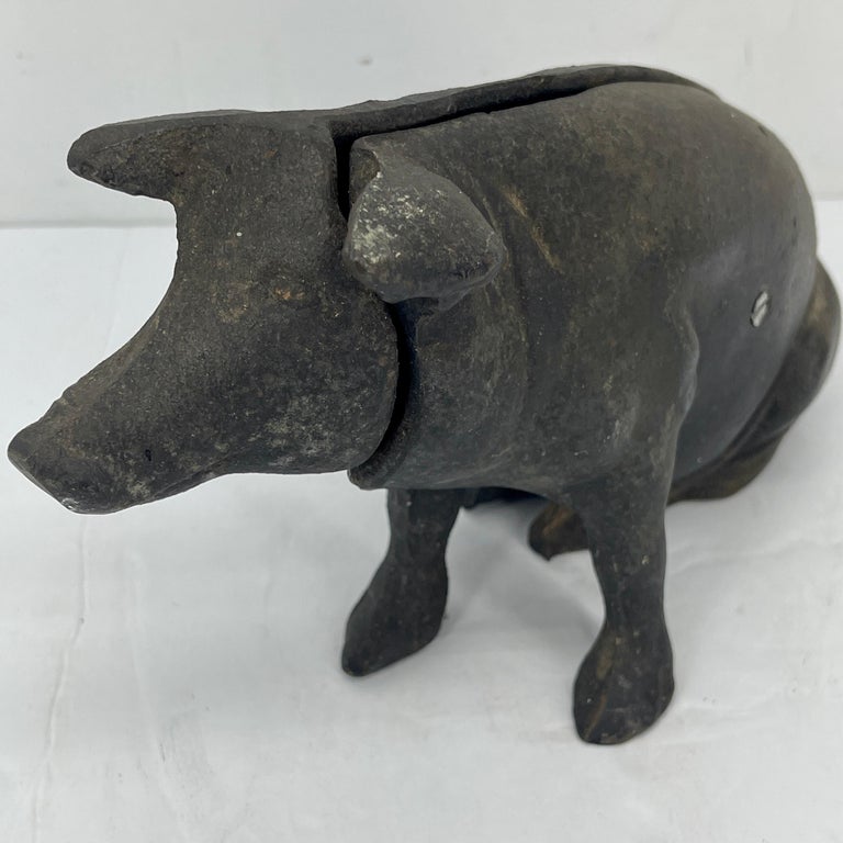 Cast Iron Pig Desk Accessory or Decorative Folk Art Statue at 1stDibs
