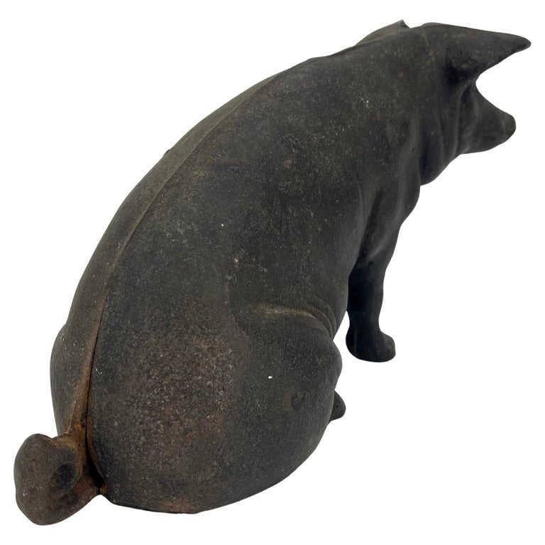 Cast Iron Pig Desk Accessory or Decorative Folk Art Statue at 1stDibs