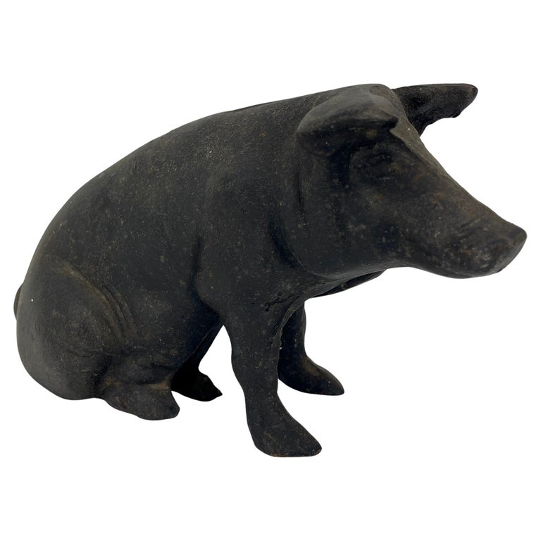 Cast Iron Pig Desk Accessory or Decorative Folk Art Statue at 1stDibs