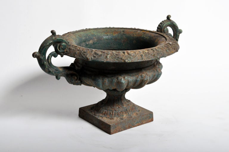 Cast Iron Planter with Original Green Paint at 1stDibs