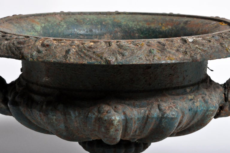 Cast Iron Planter with Original Green Paint at 1stDibs