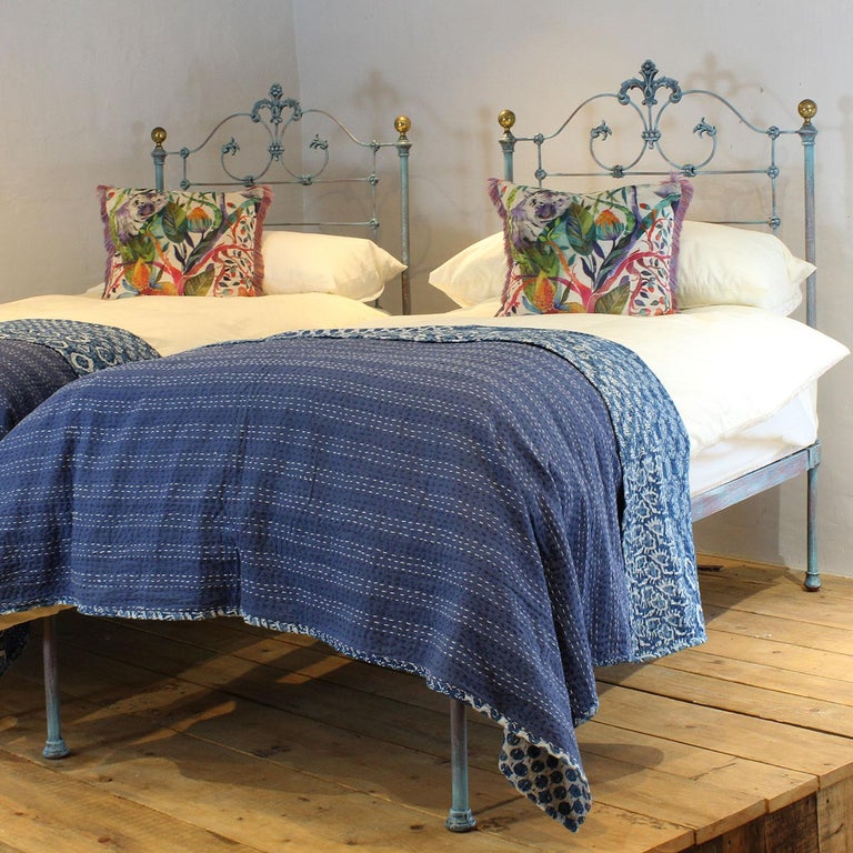 Cast Iron Platform Beds in Blue Verdigris, MP58 For Sale at 1stDibs