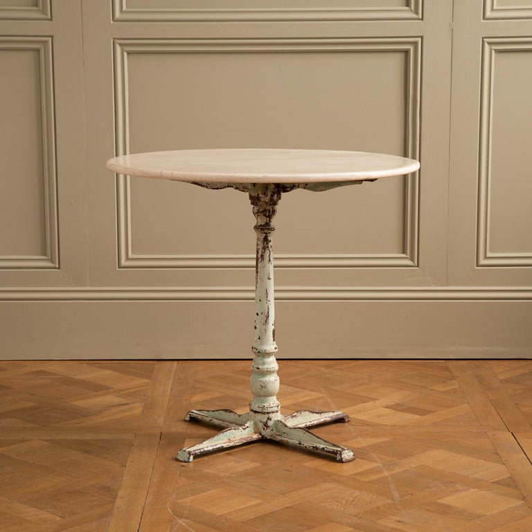Cast Iron Round French Bistro Table/Garden Table with Marble Top For ...