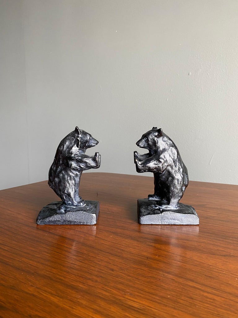 Cast Iron Standing Bear Bookends at 1stDibs