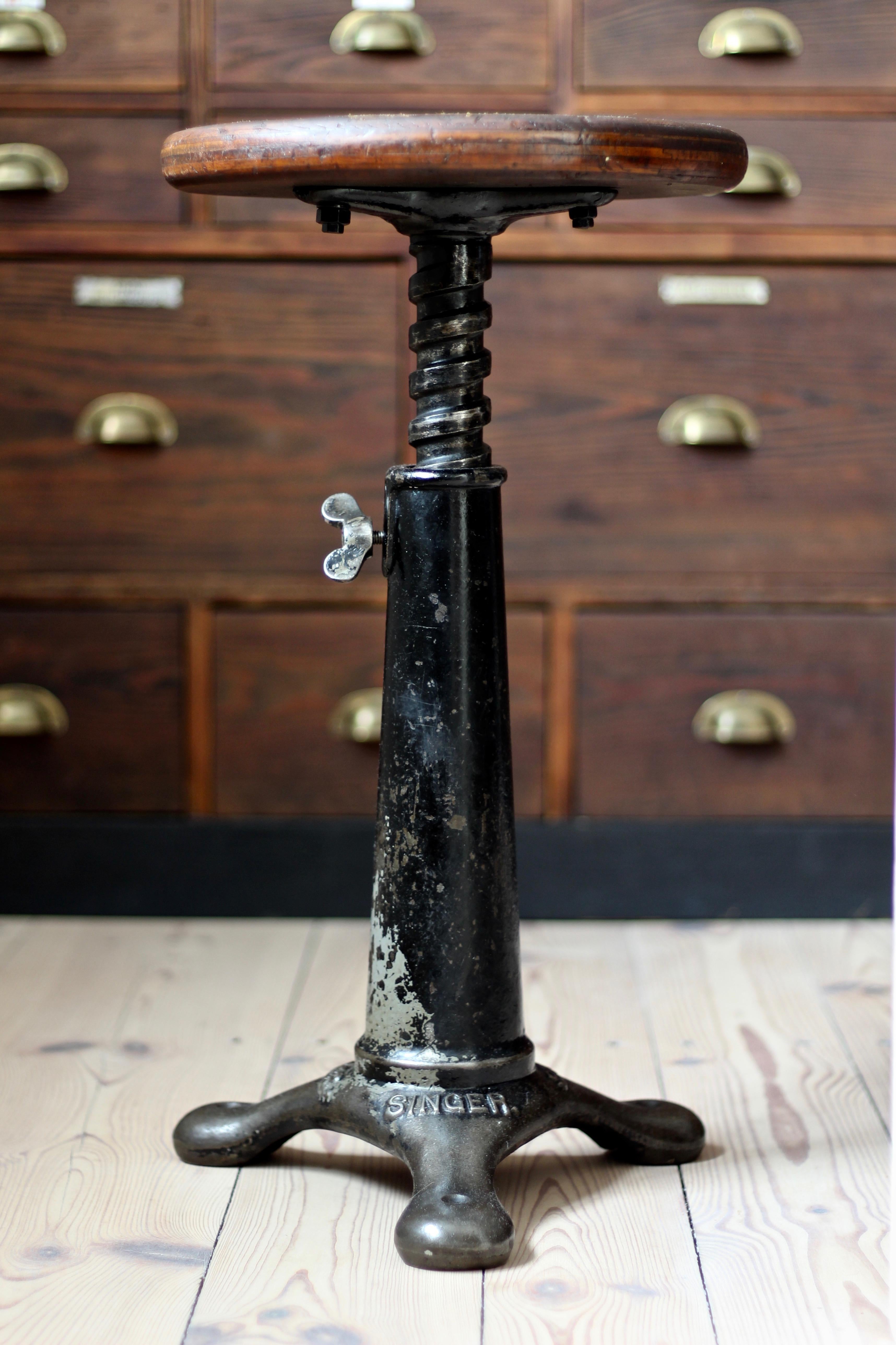 Cast Iron Stool from Singer, Industrial Style, circa 1930s at 1stDibs ...