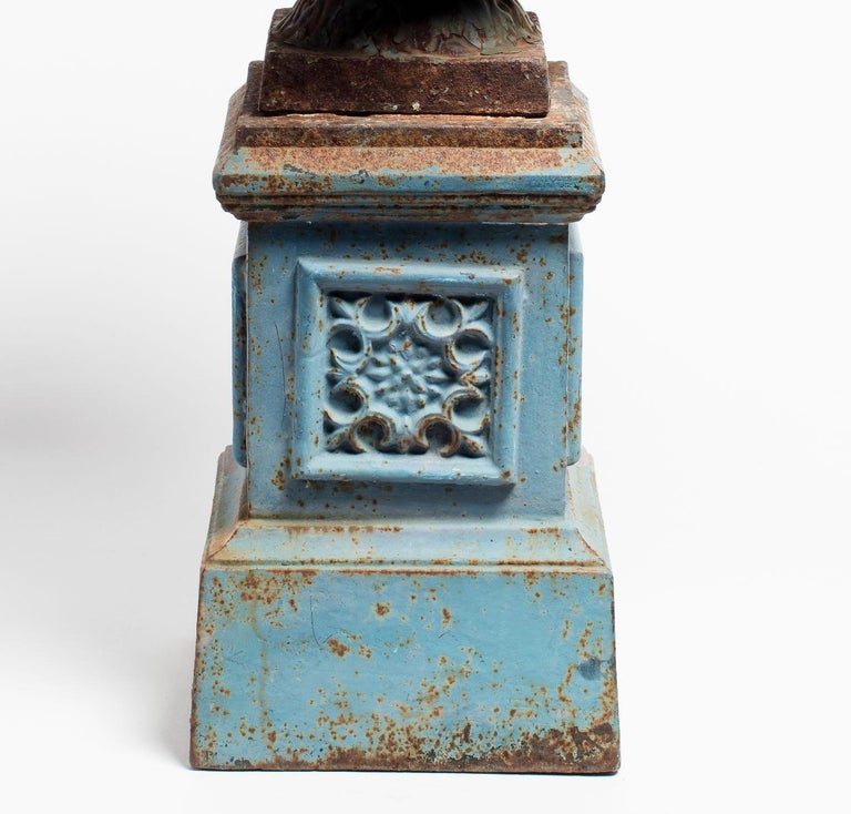 19th Century French Pedestal Urn Planter with Blue Enamel Finish at ...
