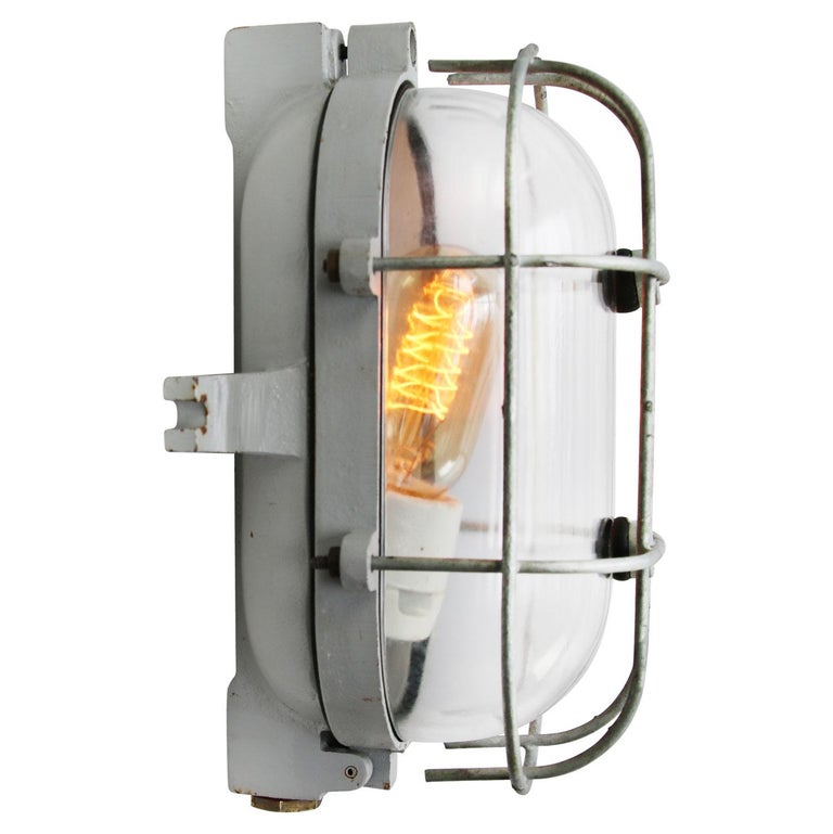 Cast Iron Vintage Industrial Clear Glass Wall Lamp Scones by Industria ...