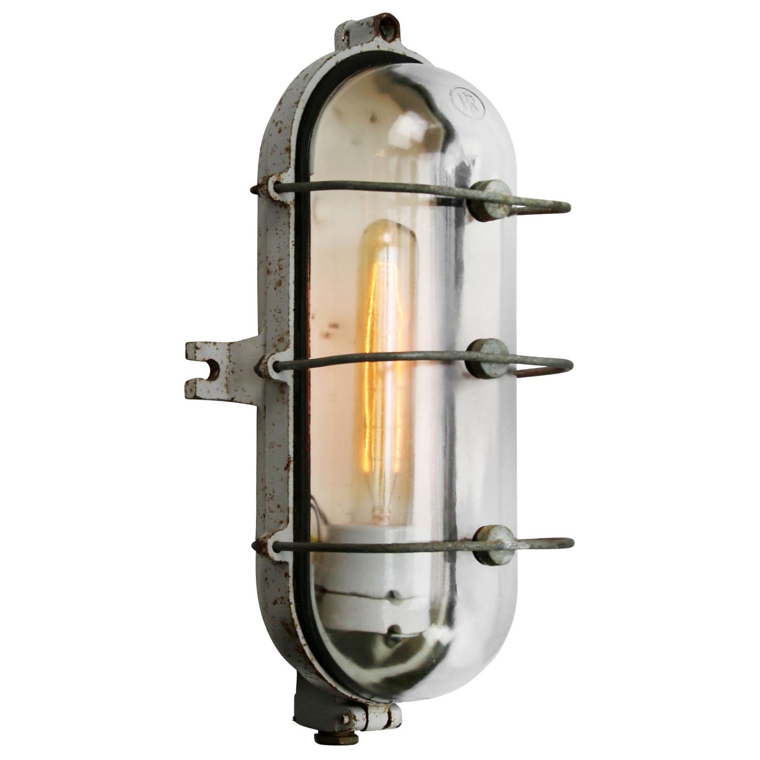 Cast Iron Vintage Industrial Clear Glass Wall Lamp Scones at 1stDibs