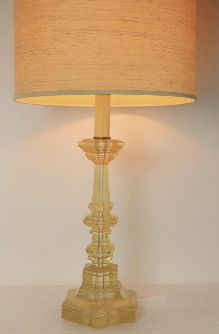 Cast Lucite Candlestick Table Lamp by Dorothy Thorpe For Sale at 1stDibs