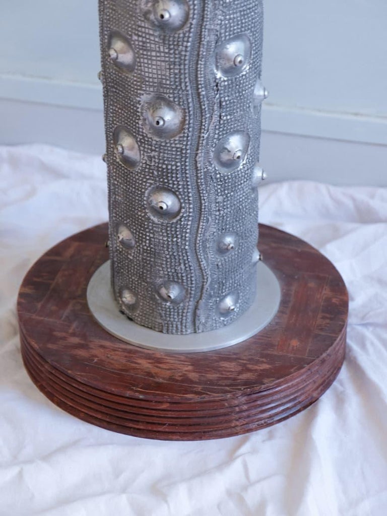 Cast Aluminium Floor Lamp, 90's French design functional sculpture For ...