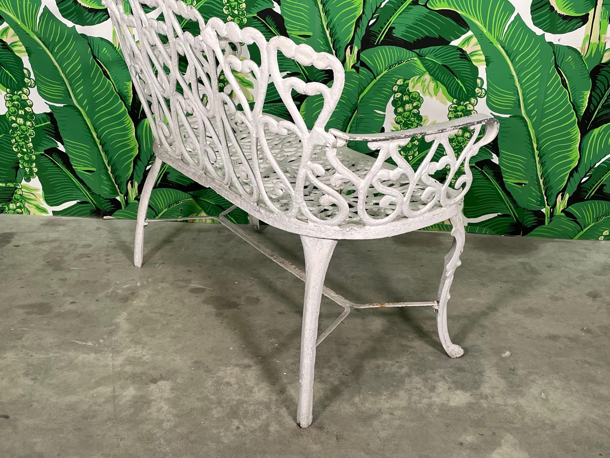 Cast Metal Garden Patio Bench in the Manner of Frances Elkins For Sale ...