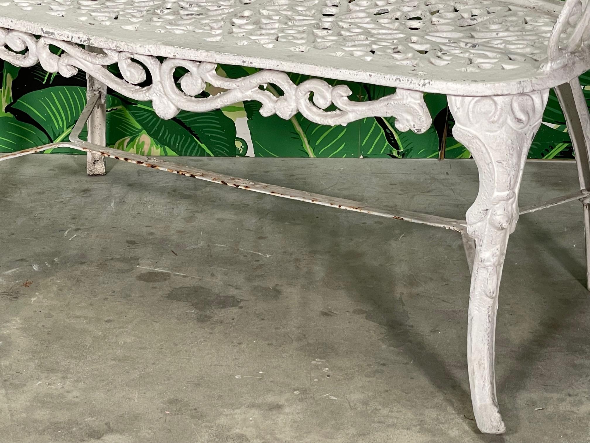 Cast Metal Garden Patio Bench in the Manner of Frances Elkins For Sale ...