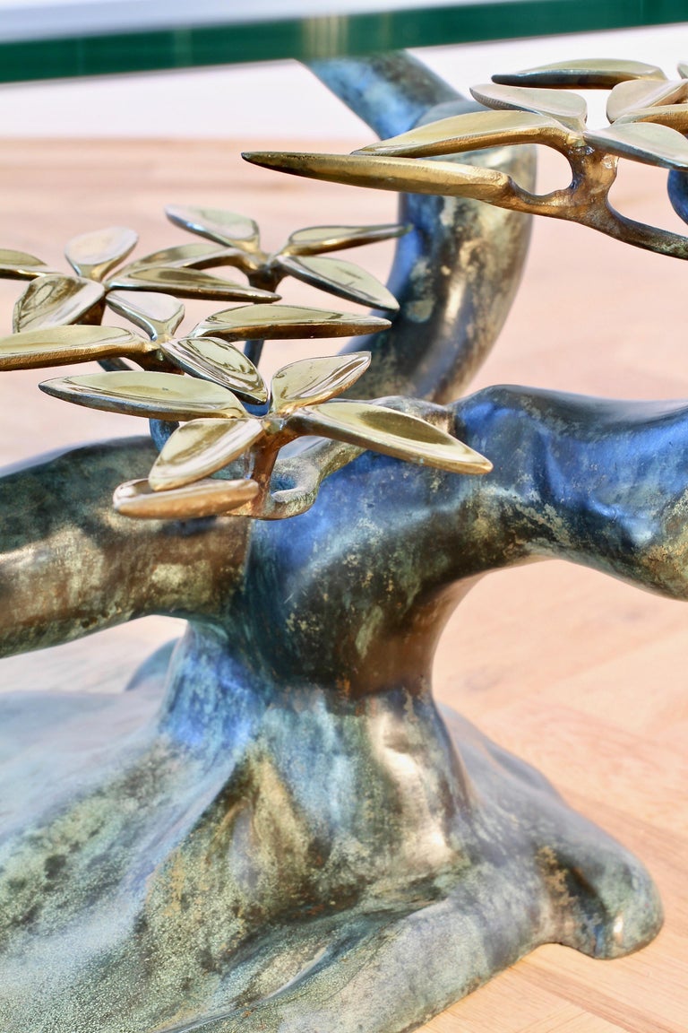 Cast Patinated Brass and Glass 'Bonsai' Tree Form Coffee Table c.1980s ...