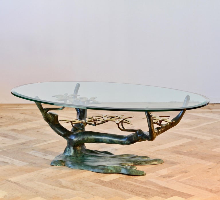 Cast Patinated Brass and Glass 'Bonsai' Tree Form Coffee Table c.1980s ...