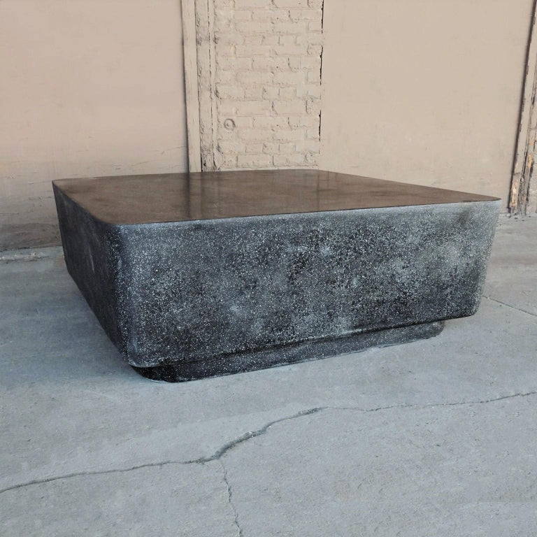 Cast Resin 'Block' Cocktail Table, Coal Stone Finish by Zachary A ...