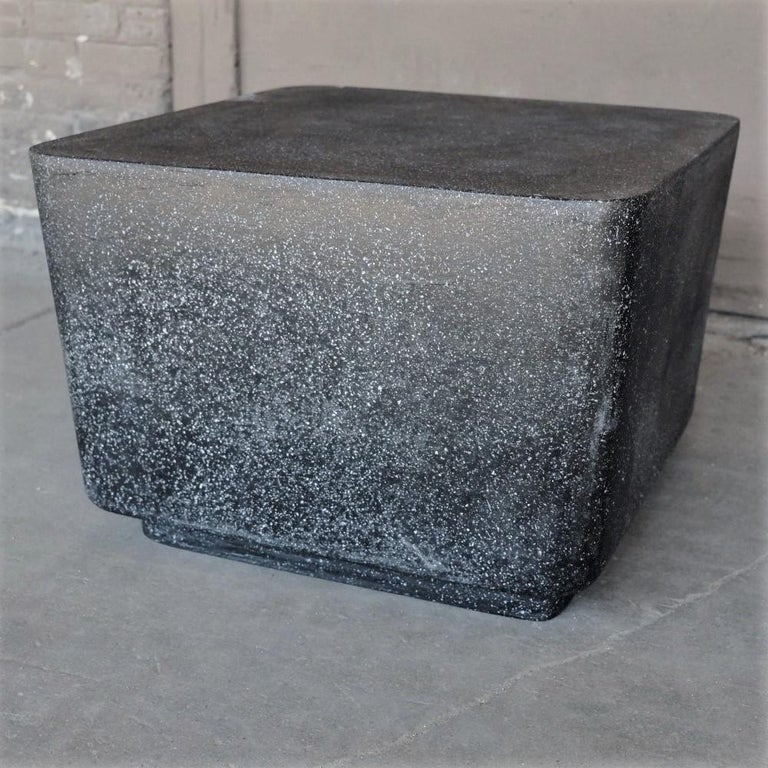 Cast Resin 'Block' Side Table, Coal Stone Finish by Zachary A. Design ...