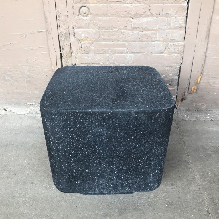 Cast Resin 'Block' Side Table, Coal Stone Finish by Zachary A. Design ...