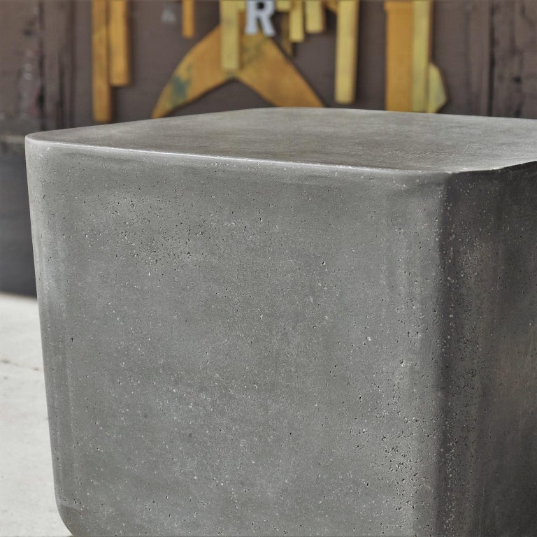 Cast Resin 'Block' Side Table, Coal Stone Finish by Zachary A. Design ...