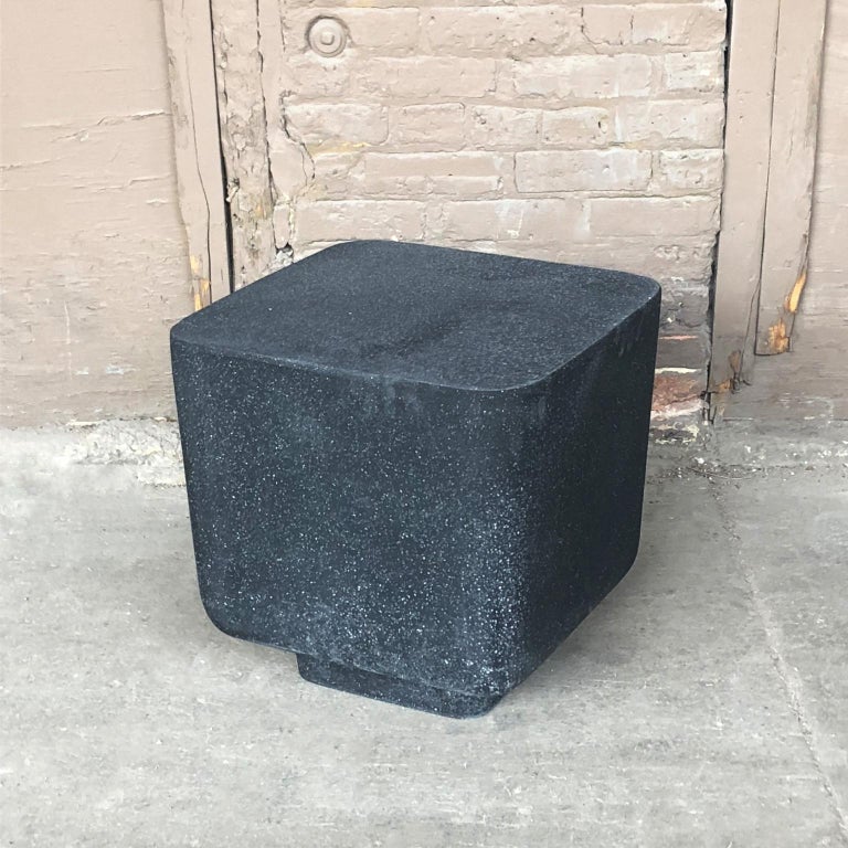 Cast Resin 'Block' Side Table, Coal Stone Finish by Zachary A. Design ...