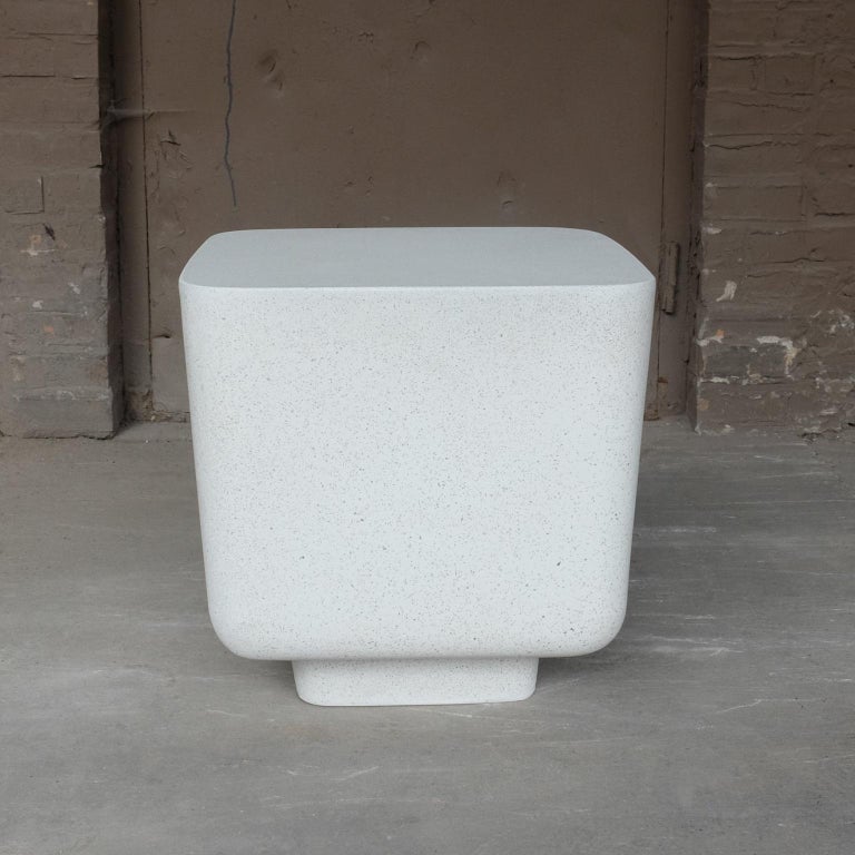 Cast Resin 'Block' Side Table, White Stone Finish by Zachary A. Design ...