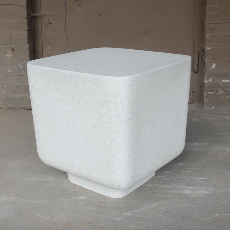 Cast Resin 'Block' Side Table, White Stone Finish by Zachary A. Design ...