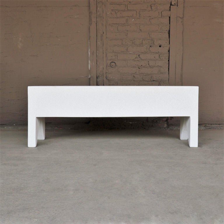 Cast Resin 'Farm' Bench, White Stone Finish by Zachary A. Design For ...