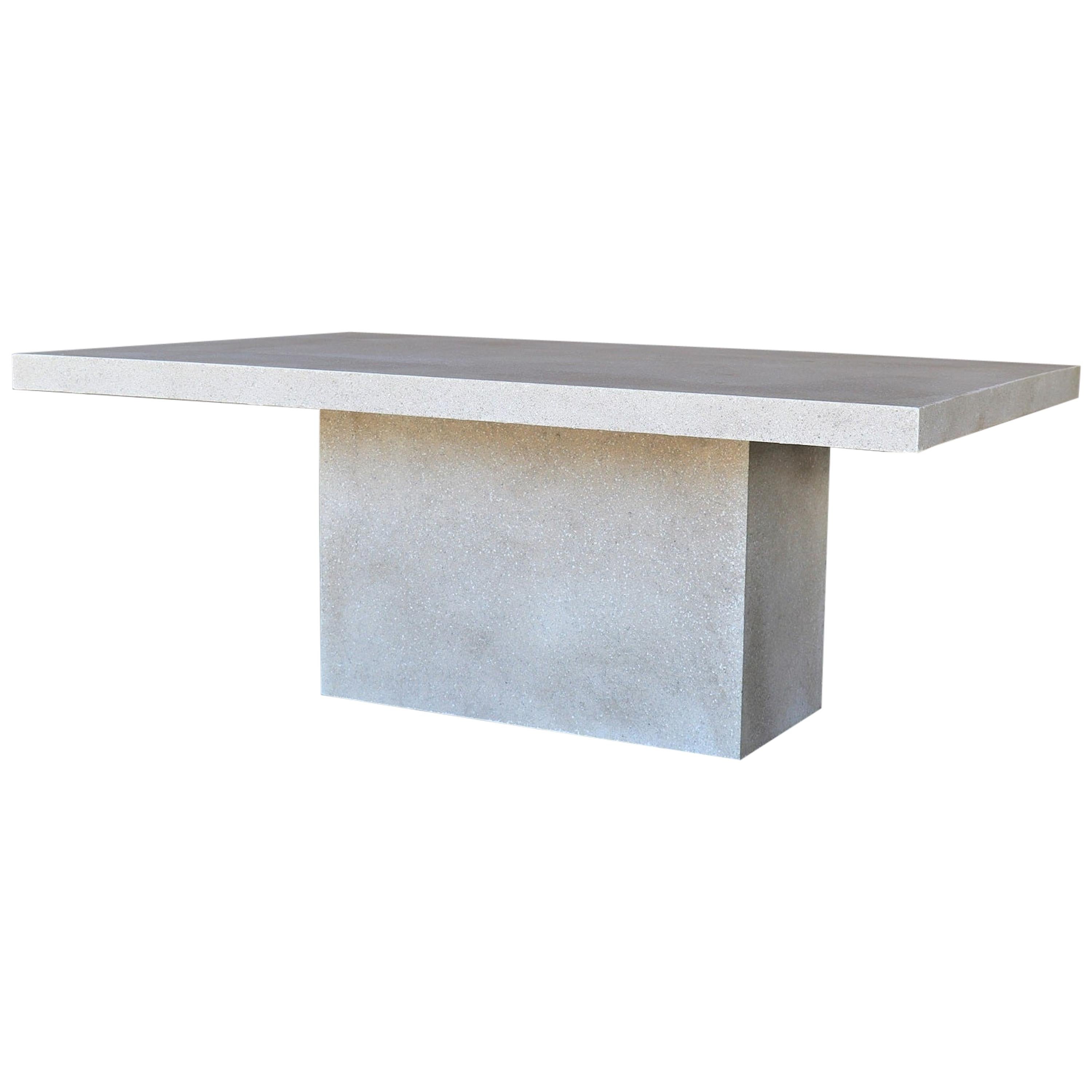 Cast Resin 'Square Slab' Dining Table, White Stone Finish by Zachary A ...