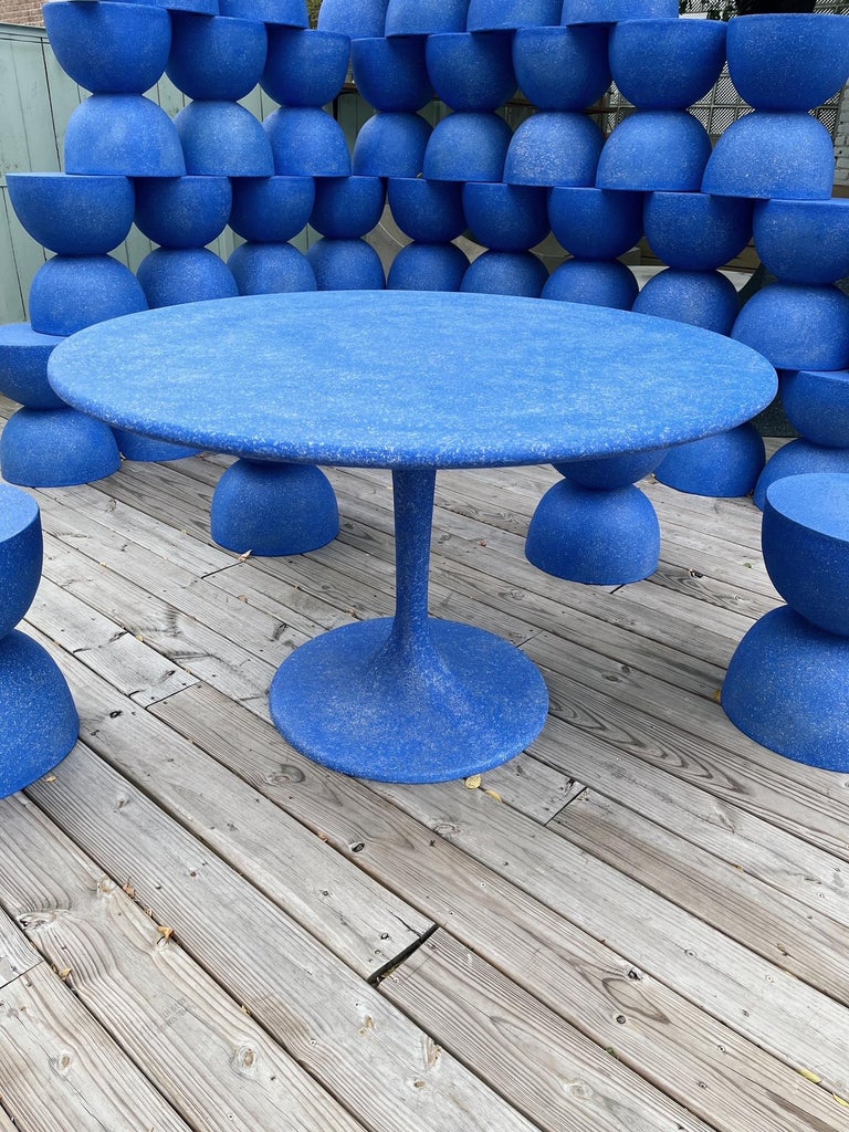 Cast Resin 'Spindle' Dining Table, Lupine Blue Finish by Zachary A ...