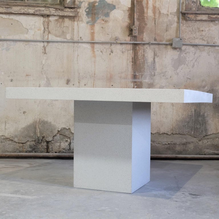 Cast Resin 'Square Slab' Dining Table, White Stone Finish by Zachary A ...