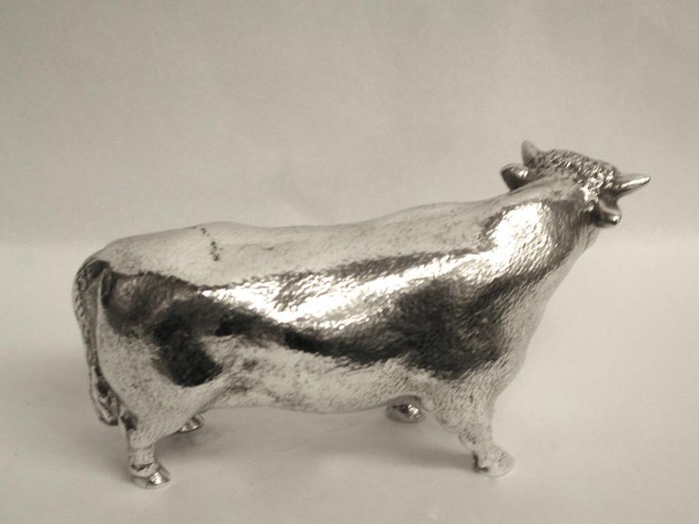 Cast Silver Plated Bull, circa 1950 For Sale at 1stDibs
