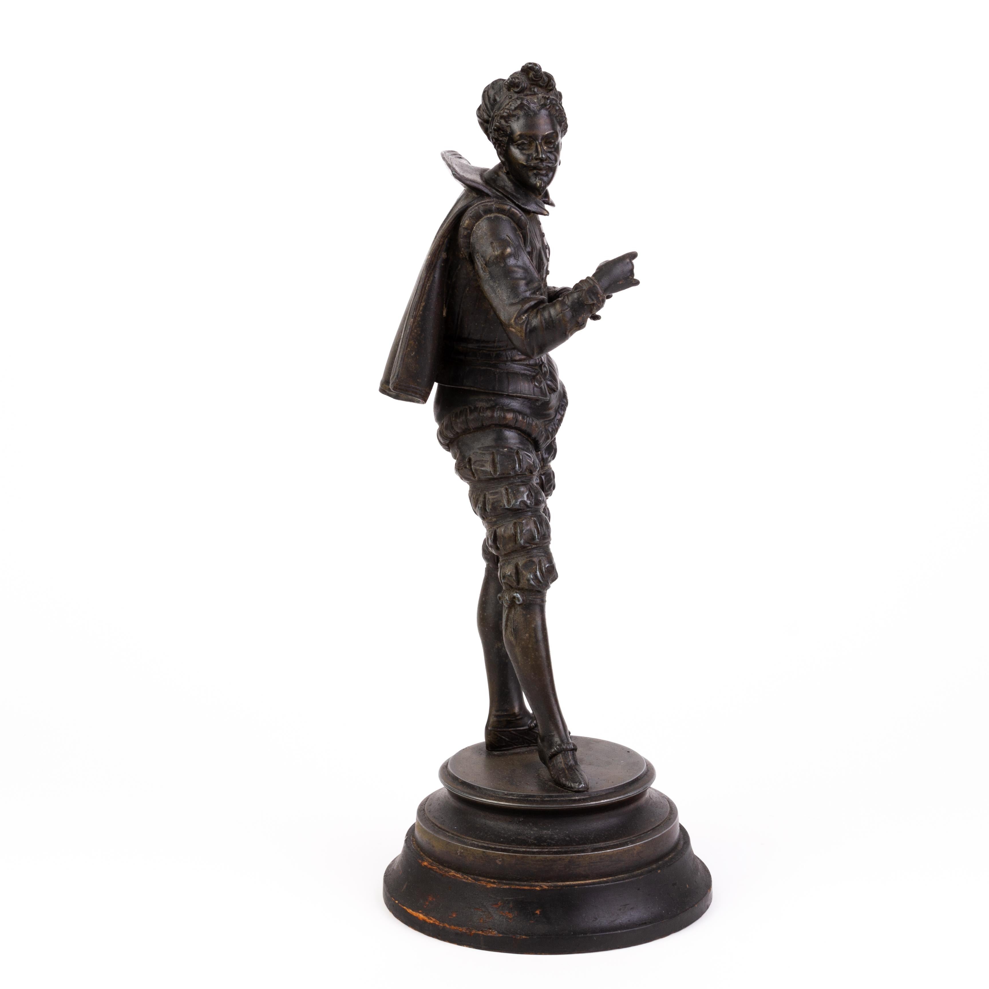 Cast Spelter Sculpture of a Courtier 19th Century For Sale at 1stDibs