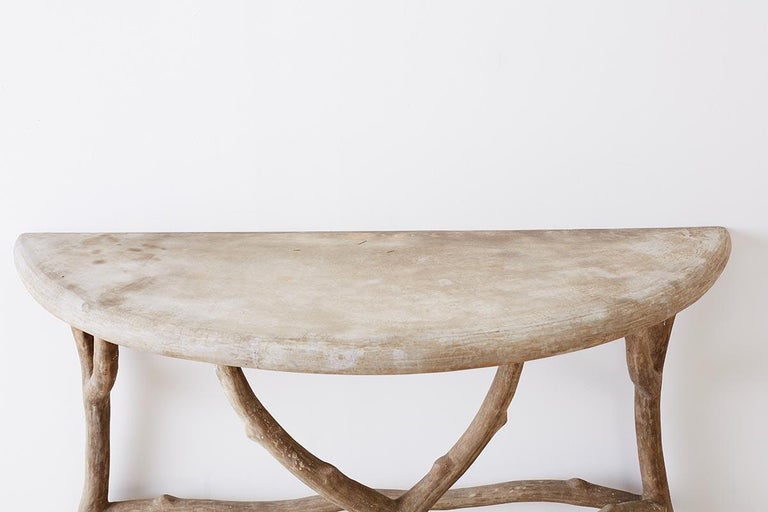 Cast Stone Concrete Faux Bois Demilune Console Table at 1stDibs | faux ...