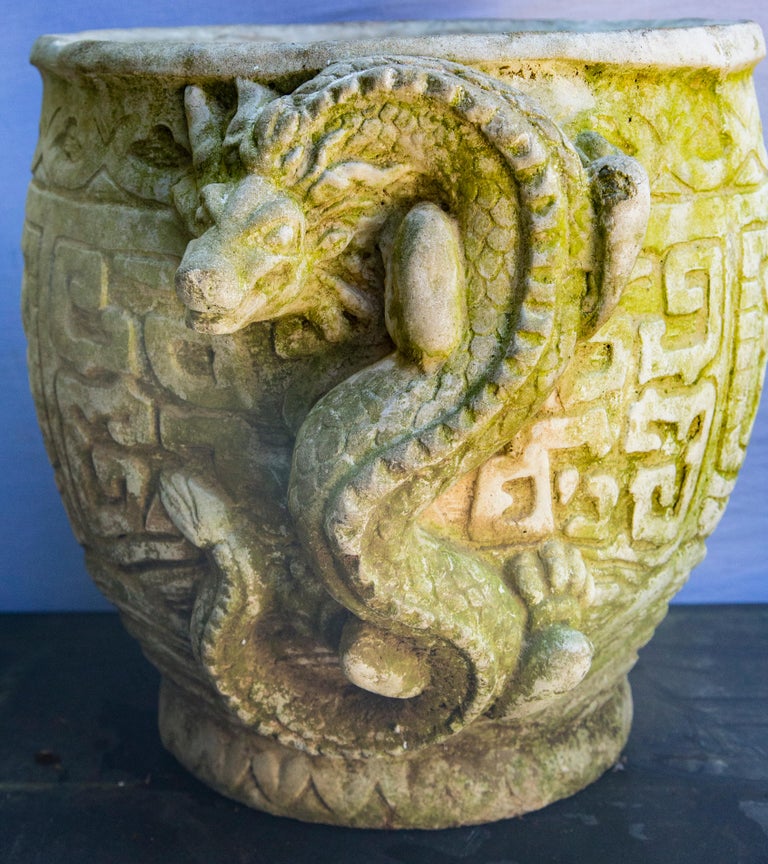 Cast Stone Dragon Decorated Planter For Sale at 1stDibs | dragon ...