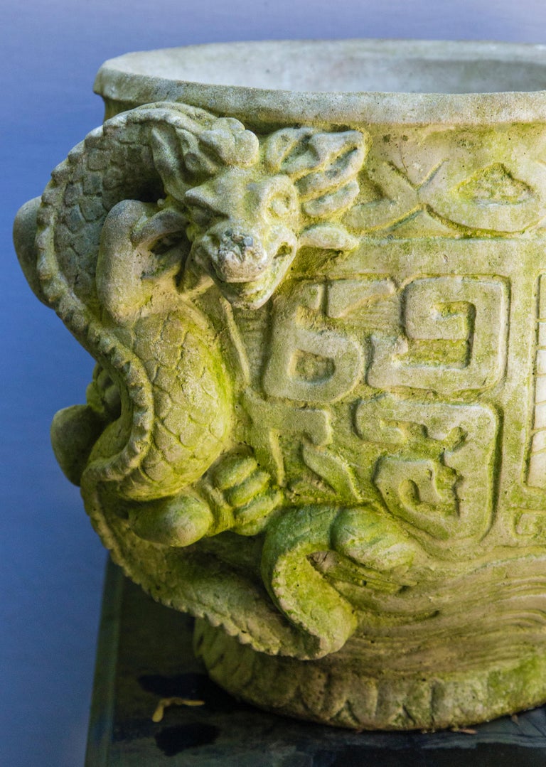 Cast Stone Dragon Decorated Planter For Sale at 1stDibs | dragon ...