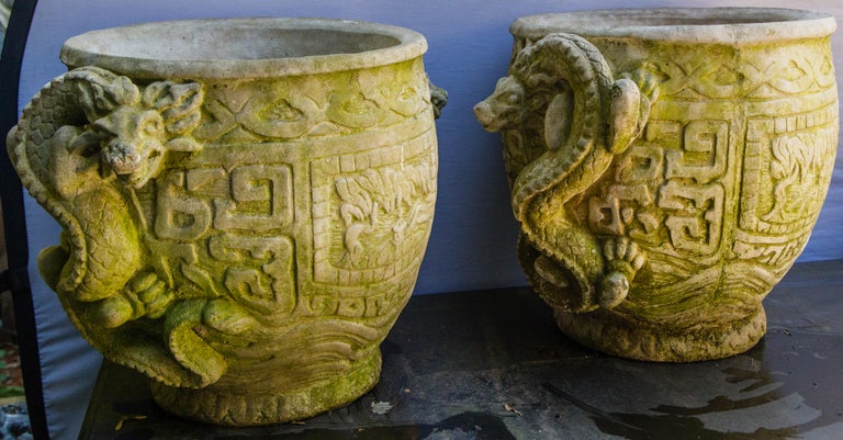 Cast Stone Dragon Decorated Planter For Sale at 1stDibs | dragon ...