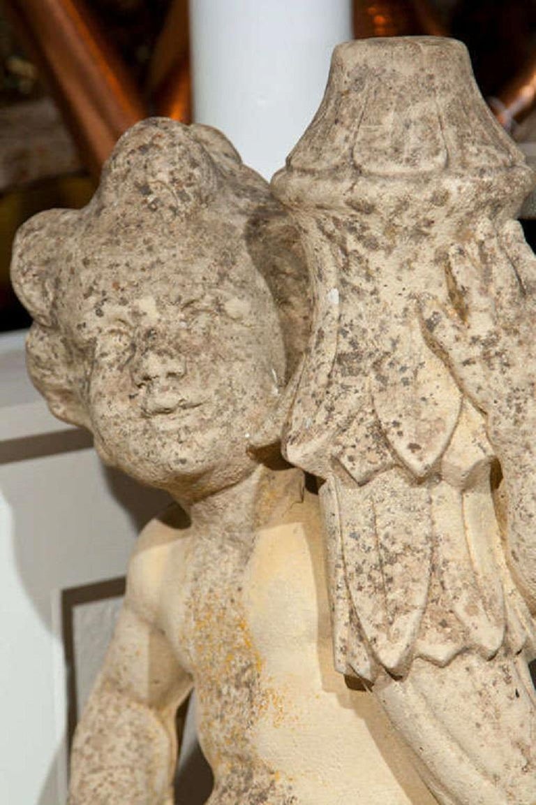 Cast Stone Putti Fountainhead For Sale at 1stDibs