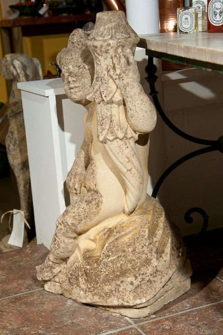 Cast Stone Putti Fountainhead For Sale at 1stDibs