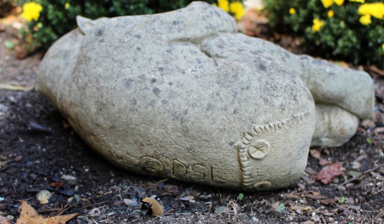 Cast Stone Sleeping Elf Garden Figure For Sale at 1stDibs